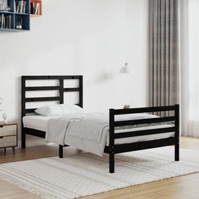 Rám postele černý masivní dřevo 90 x 200 cm,  3105849 HangarStore.cz