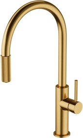 OMNIRES Switch - Dřezová baterie s výsuvnou koncovkou a filtrační funkcí, kartáčované zlato SW9059GLB