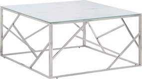 vidaXL Konferenční stolek nerezová ocel a tvrzené sklo [349953] Barva: stříbrná a bílá