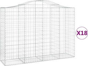 Klenuté gabionové koše 18ks 200x50x140/160cm pozinkované železo 3145696