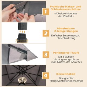 Costway Pavilon s moskytiérou 4 pytle s pískem a dvojitá střecha vodotěsný