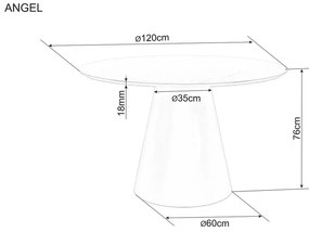 Kulatý jídelní stůl ANGEL 120x120 cm, dekor dub
