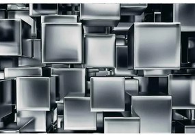 DIMEX | Samolepicí vliesová fototapeta na zeď 3D metalové kostky MA-5-0285 | 375 x 250 cm | černá, metalická