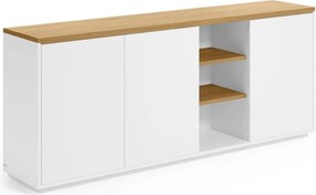 Bílá komoda v dekoru dubu 180x75x36 cm Abilen – Kave Home