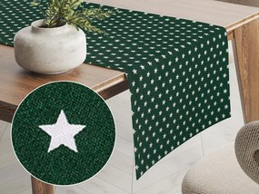 Biante Bavlněný běhoun na stůl Sandra SA-350 Bílé hvězdičky na tmavě zeleném 35x180 cm