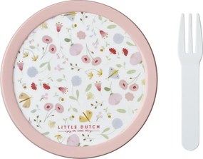 Bílé/světle růžové plastové dětské svačinové boxy v sadě 2 ks Flowers &amp; Butterflies by Little Dutch – Mepal