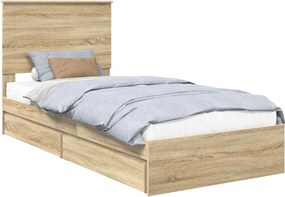 Postel s úložným prostorem se zásuvkou Sonoma dub 90 x 200 cm 3409596
