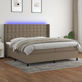Box spring postel s matrací a LED taupe 200x200 cm textil