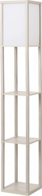 HOMCOM Stojací lampa se 3 policemi Stojací lampa, interiérové osvětlení, E27, do 40W, E1-MDF, akryl, dub+bílá, 26x26x160 cm