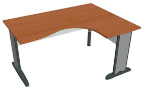Stůl ergo vlna levý 160×120/80 cm - Hobis Cross CE 2005 L Dekor stolové desky: třešeň, Dekor lamino podnože: šedá, Barva nohou: černá