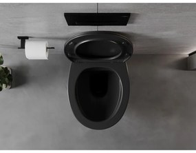 Mexen Egg, závěsná WC mísa Rimless s duroplastovým sedátkem s pomalým zavíráním, černá matná, 30245070