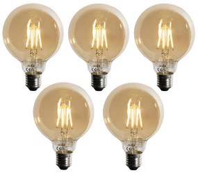 Sada 5x E27 3-stupňová stmívatelná LED žárovka zlatá G95 4W 450 lm 2700K