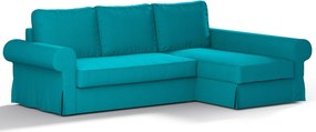 Potah na pohovku IKEA Backabro rozkládací se šezlongem barva modrá látka pletený vzor