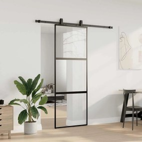 Posuvné dveře se sadou kování černé 76x205 cm Tvrzené sklo 3375817