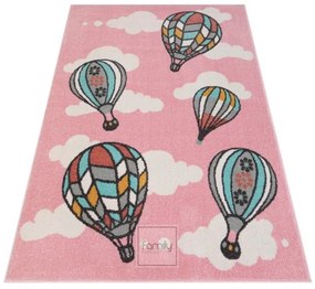Dětský koberec s balony v pastelové růžové barvě