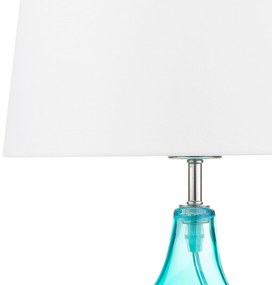 Stolní lampa se skleněnou modrou základnou a bílým stínítkem 42 cm ERZEN Beliani