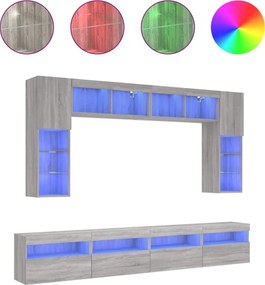 vidaXL 8dílná obývací stěna s LED osvětlením [3216769] Barva: dub sonoma