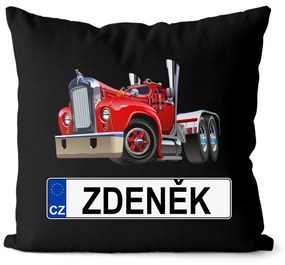 Polštář SPZ se jménem – barevný kamion (Velikost: 55 x 55 cm, Jméno: Zdeněk)