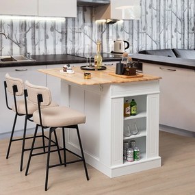 Costway Kuchyňská skříňka s výsuvnou pracovní deskou z kaučukového dřeva