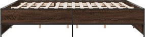 Rám postele hnědý dub 200 x 200 cm kompozitní dřevo a kov 3279871