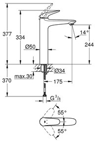 Grohe Eurostyle - Páková umyvadlová baterie XL-Size, chrom 23719003