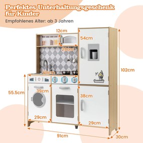 Costway Dřevěná kuchyňka na hraní s příslušenstvím kuchyňský set na hraní