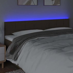 Čelo postele s LED tmavě hnědé 180x5x78/88 cm textil 3121629