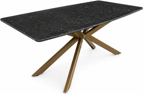 Jídelní stůl MONTEVIDEO SATIN – 180 × 100 cm, žulová deska Satin Black, zlatá podnož SPIDER L