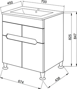 Lavedo Marco Vesta 70 koupelnová skříňka s umyvadlem