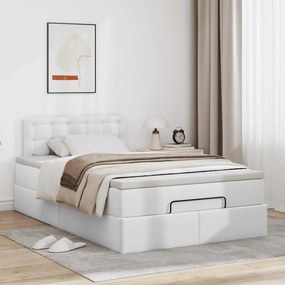 Osmanský rám postele s matrací bílý 120x190 cm umělá kůže 3311294