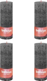 Bolsius Rustikální válcové svíčky Shine 4ks 190x68 mm [440839] Barva: Bouřkově šedá
