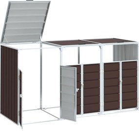 vidaXL Box na 3 popelnice 216 x 81 x 115 cm ocel [4006182] Barva: Hnědá