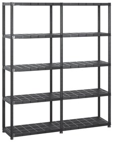 Úložný regál 5patrový černý 142 x 38 x 170 cm plast 3059852