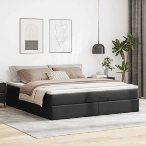Osmanský rám postele s matrací černá 180x200cm umělá kůže 3311051