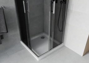 Mexen Rio čtvercový sprchový kout 80 x 80 cm, 5mm sklo, šedé sklo, chromový profil + slim sprchová vanička 5cm, 860-080-080-01-40-4010