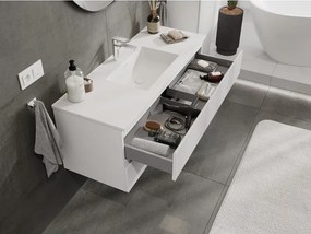 Mexen Rivel, koupelnová skříňka 120 cm s umyvadlem Otis, 2 zásuvky, drážkovaná, bílá matná, 91A20-12047-2-BFF01-W18M01
