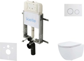 kielle Genesis New - Set předstěnové instalace, klozetu Oudee, Vortex Rimless+, sedátka softclose a tlačítka Gemini New II, lesklá bílá/chrom 30502SZ04