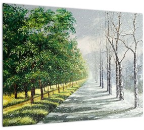 Skleněný obraz - Zima versus léto (70x50 cm)