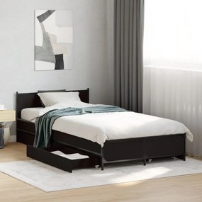 Rám postele se zásuvkami černý 75 x 190 cm kompozitní dřevo 3279972