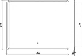 Mexen Zusa, LED koupelnové zrcadlo s podsvícením 120x80 cm, 6000K, ochrana proti zamlžování, 9808-120-080-611-00