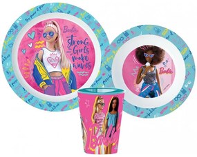 Sada plastového nádobí Barbie s kelímkem - 3 díly