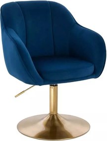 LuxuryForm DESIGN Otočná židle AVOLA VELUR na zlatém talíři - modrá