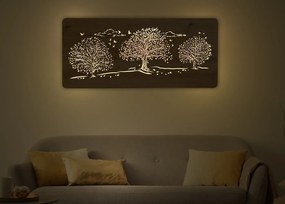 Li-Go "Tři lípy" světelný obraz s baterií 110x50cm varianta: ovládání na obraze včetně dálkového ovladače, provedení: dub světlý