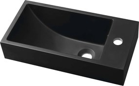 Sapho Small - Umývátko, 50x25 cm, s přepadem, otvor pro baterii vpravo, matná černá SM016B