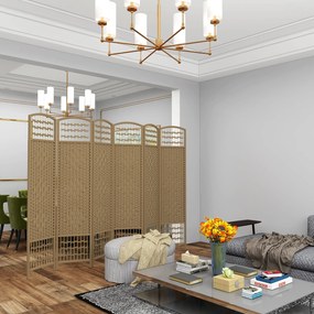 HOMCOM 6-panelový paraván 240x170 cm skládací dělicí stěna s papírovým provázkem a dřevěným rámem pro ložnici a obývací pokoj