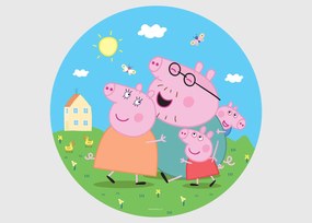 Samolepící vliesová fototapeta na zed' Prasátko Peppa s Rodinou | 70 x 70 cm | CRD 5809