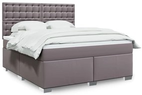 Box spring postel s matrací šedá 180x200 cm umělá kůže