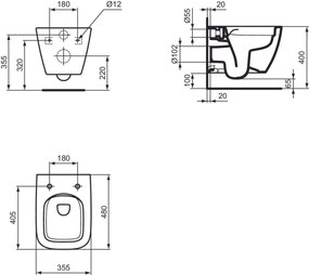 Ideal Standard i.life S - Závěsné WC, RimLS+, bílá T459201