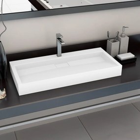 Umyvadlo 100 x 46 x 11 cm minerální/mramorový kompozit bílé 144066