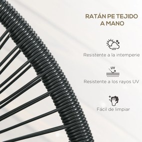 Outsunny 2-místná zahradní židle Acapulco s opěrkami, polstrováním a ocelovým rámem, nosnost 260 kg, pro balkon, terasu, patio, 132x72x83 cm, černá